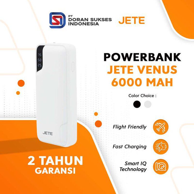 Power Bank 6000 MaH Powerbank Fast Charging JETE Venus - Garansi 2 ...