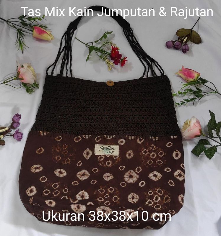 Tas Mix Jumputan & Rajutan - Merah