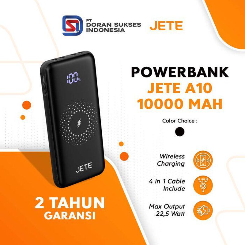 Power Bank Wireless 10000 MaH with Built In Cable 22,5W QC 3.0 JETE A10 ...