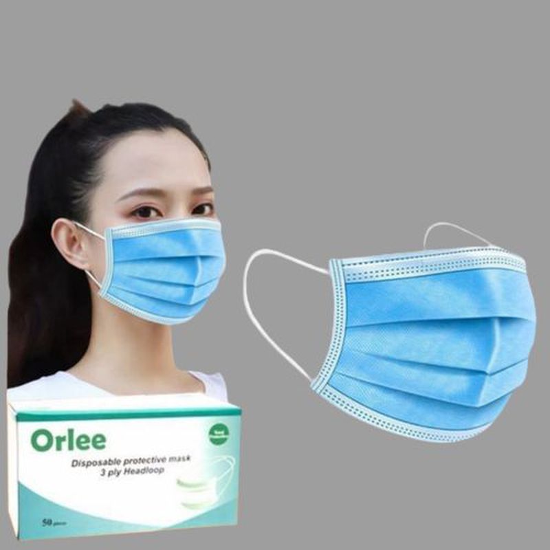 Masker Orlee 3Ply Earloop Bedah Medis 50 Pcs