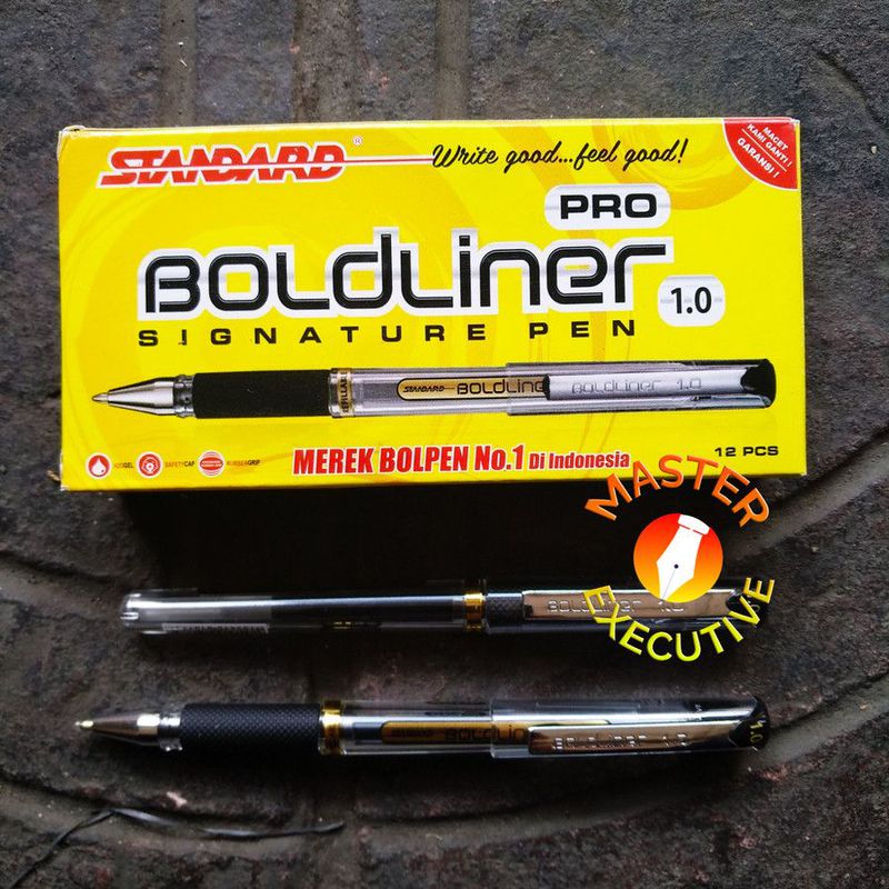 Standard Boldliner Pro Black Signature Pen 1.0 Rubber Grip - Hitam