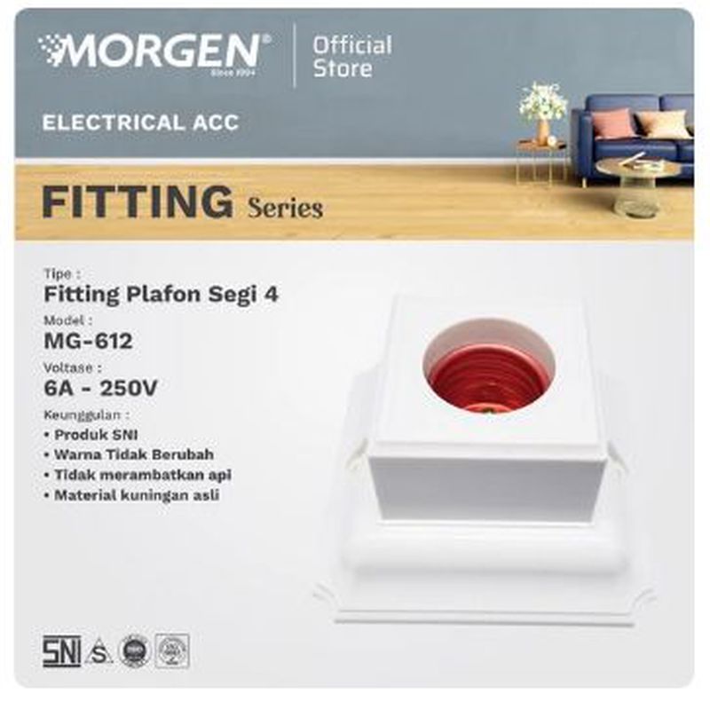 Fitting Plafon Segi 4 PUTIH MG-612