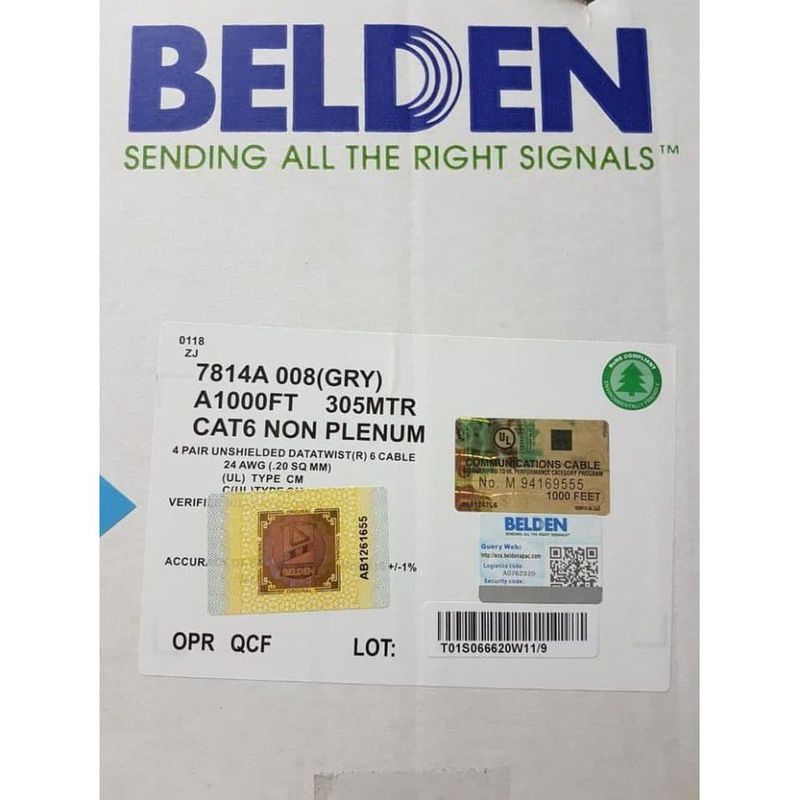 BELDEN Kabel LAN UTP Cat6 GREY 7814A 305m Gigabit / Kabel Data Cat 6