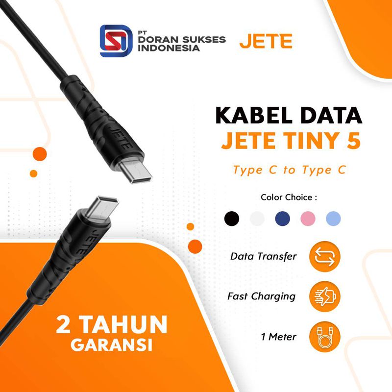 Kabel Data Type C to Type C Fast Charging with LED Light JETE Tiny 5 ...