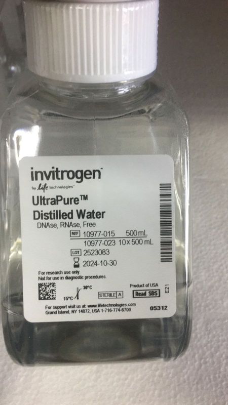 Ultra Pure DNAse/RNAse Free Distilled Water 500 ml