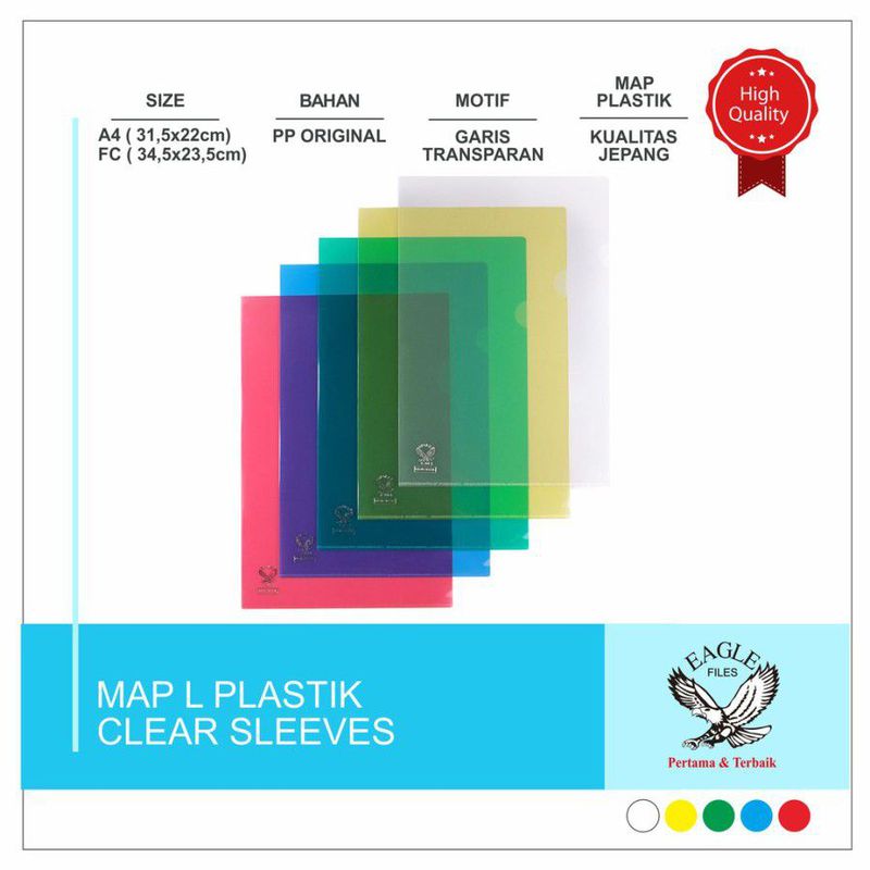 Eagle Clear Sleeve A4 - Map L - Map Bening - Biru
