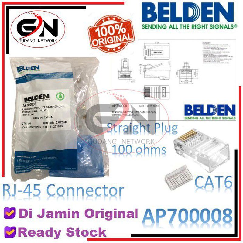 Belden RJ45 Connector Cat.6 (Konektor RJ-45 Cat6 : AP700008) ORIGINAL