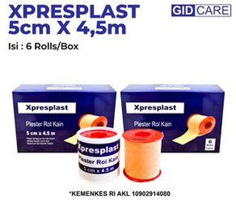 Xpresplast Roll 5cm x 4.5m GidCare / Plester Kain Plester Luka roll ...