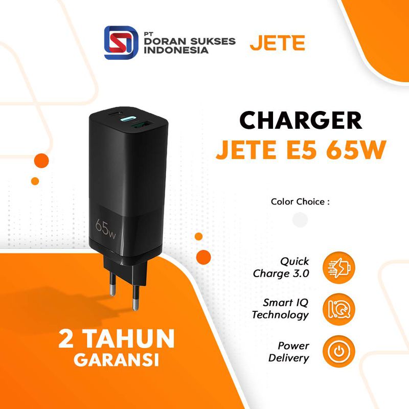 Charger Hp Fast Charger 65 Watt 3 Port Power Delivery JETE E5 - Garansi ...