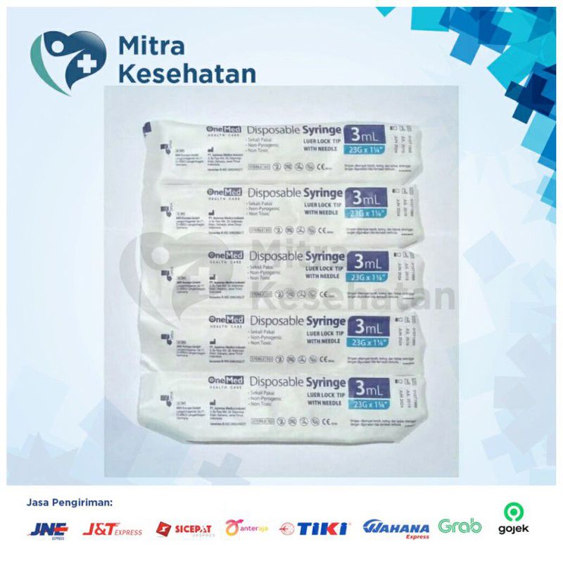 Spuit Disposable Syringe Ukuran 1ml, 3ml, 5ml, 10ml, 20ml Merk OneMed ...