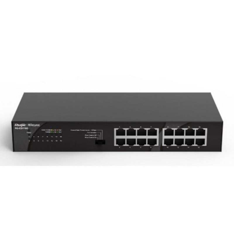 Switch Hub RUIJIE 16 Ports 10/100/1000 Mbps RJ-45 Steel Case
