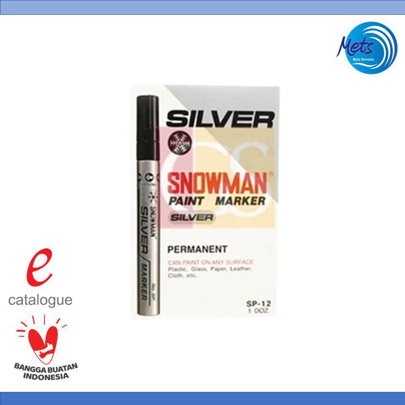 Spidol dan Highlighter Snowman Permanen Silver 12 pcs