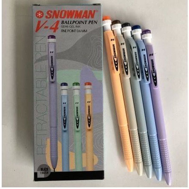 (12pc) Pulpen Snowman V4 Pastel / Bolpen Cetek Snowman / Pen ...