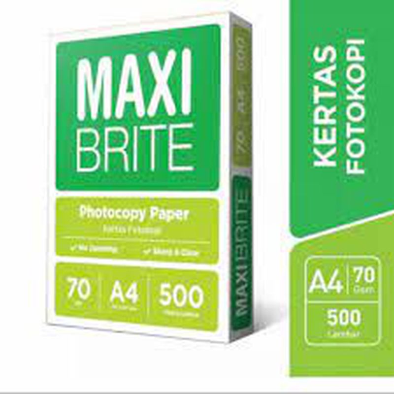 KERTAS A4 MEREK MAXI BRITE 70 GSM 1 RIM