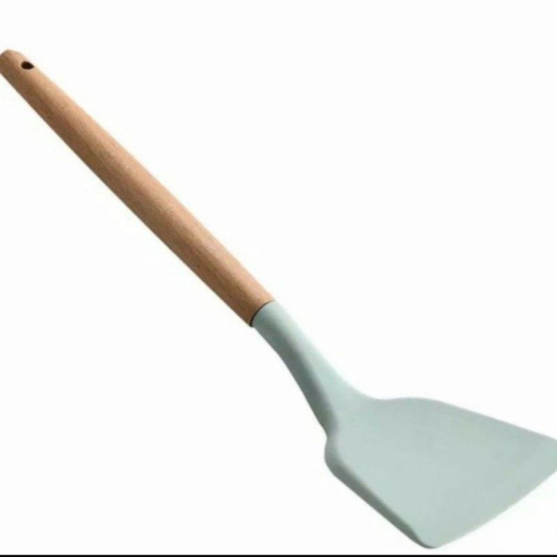 PEGATRON SODET SILICONE GAGANG KAYU TAHAN PANAS SPATULA SUTIL TEFLON ...