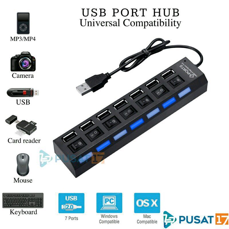 USB HUB 7 PORT ON/OFF SAMBUNGAN