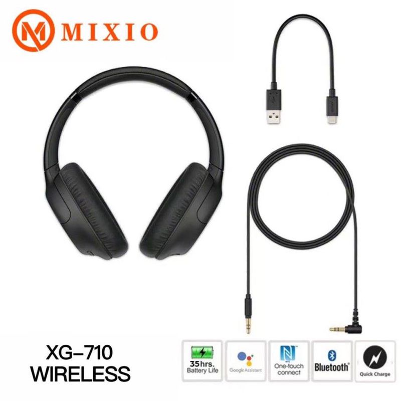 MIXIO XG-710 Headset Bluetooth Wireless TOUCH CONTROL Headphones - Hitam