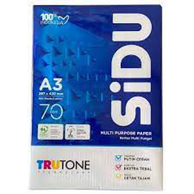 KERTAS UKURAN A3 MEREK SIDU 70 GSM