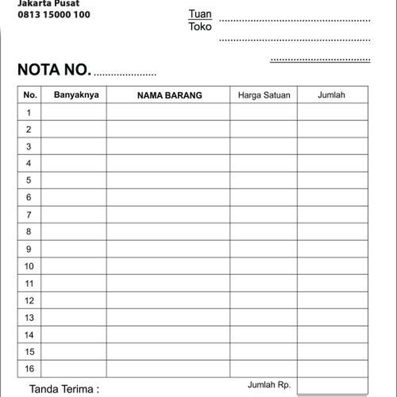 Terima cetak nota custom ukuran 1/4 folio 2 ply
