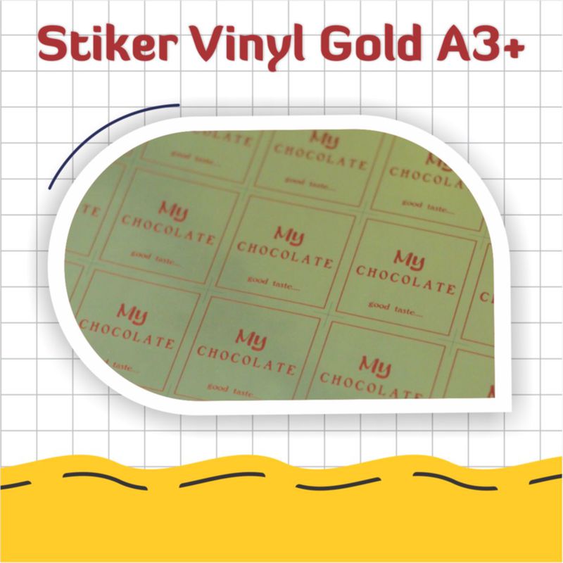 Cetak Stiker Vinyl Gold A3+