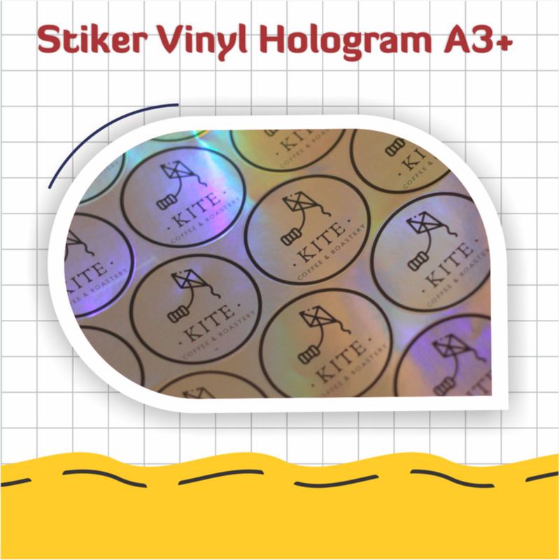 Cetak Stiker Vinyl Hologram A3+