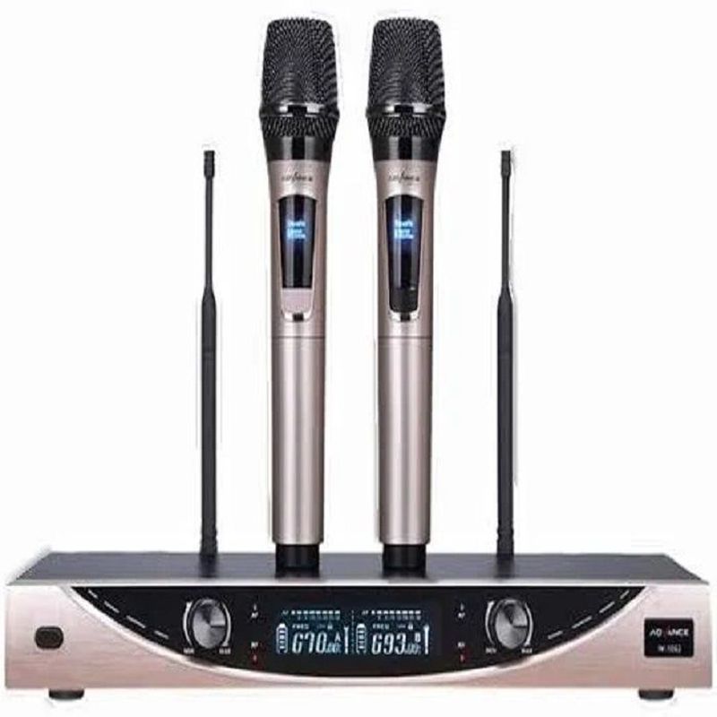 ADVANCE Dual Mic Wireless Profesional Microphone + amplifier mic wireless