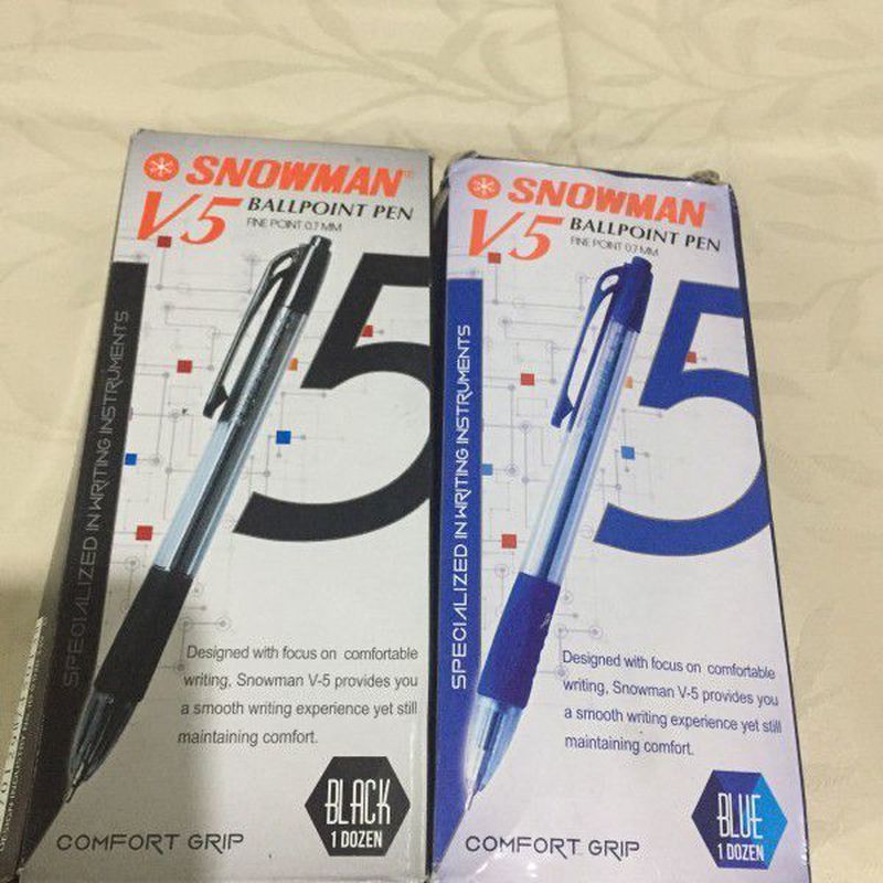 pulpen snowman v5 0,7 hitam biru - Biru