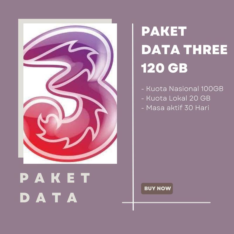Paket Data Three 130 GB