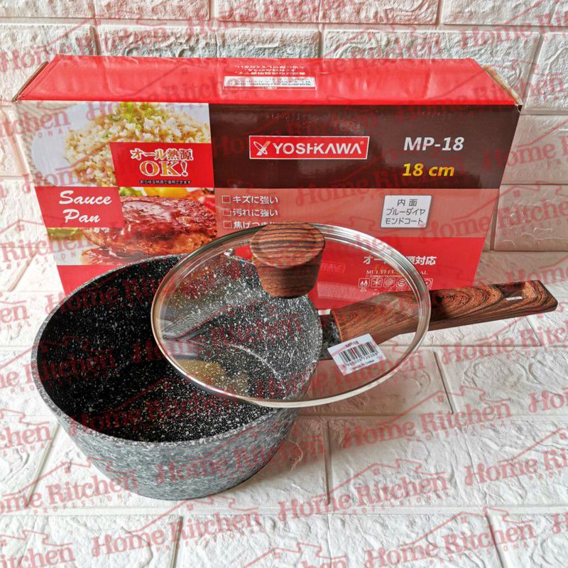 Yoshikawa Marble Sauce Pan Induksi Panci - 18CM+TUTUP YOSH02