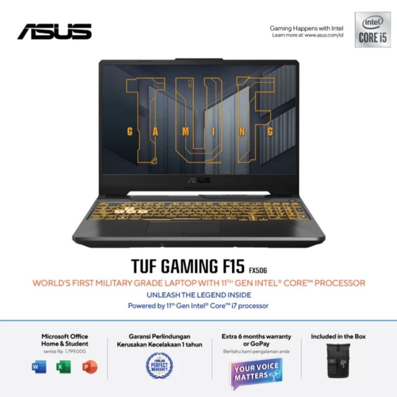 Laptop ASUS TUF GAMING F15 FX506LH i5 10300 512ssd GTX1650 16GBRAM