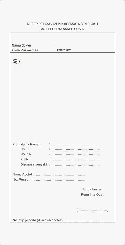 Kertas Resep Pus. Ngemplak II