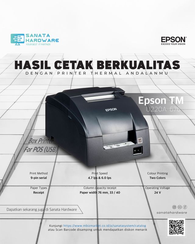 TM-U220A-676:BOX PRINTER FOR POS (USB)