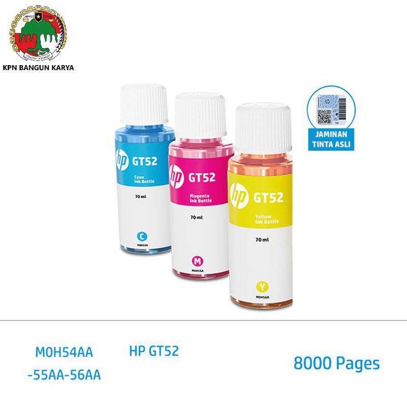 Tinta Printer HP Original GT52 / Ink Smart Tank 319 419 500 519 615 ...