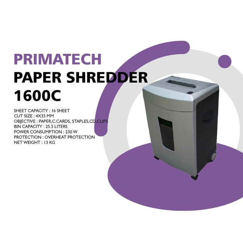 PRIMATECH PAPER SHREDDER 1600C