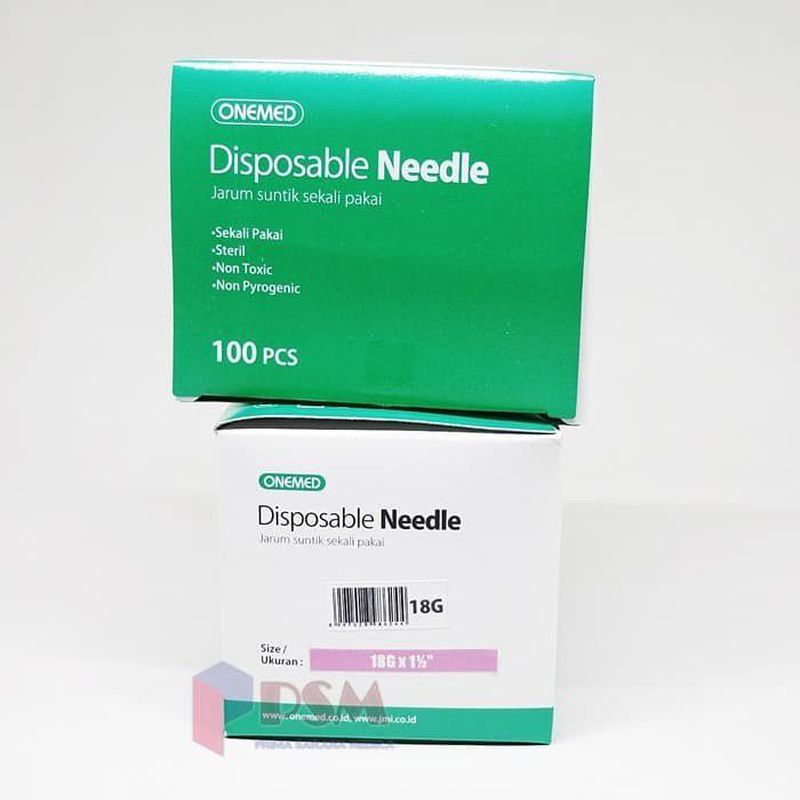 Disposable Needle Jarum OneMed 18G x 1,5