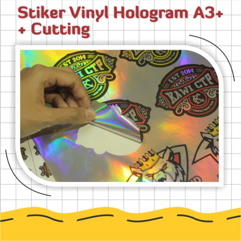 CETAK STIKER VINYL HOLOGRAM A3+ CUTTING BENTUK - Bentuk Kecil