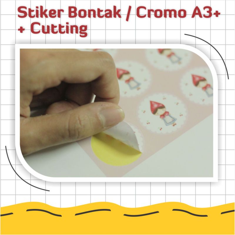 CETAK STIKER BONTAK A3+ CUTTING BULAT - Setengah 7-15cm