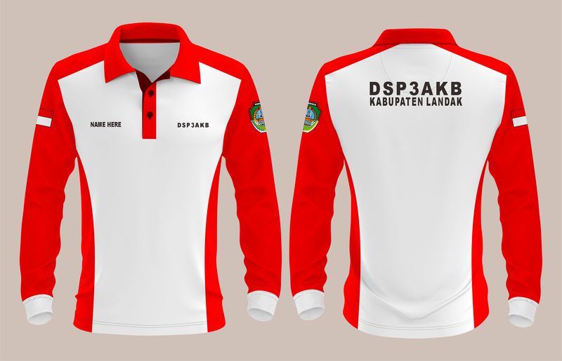 wangki lengan panjang kombinasi - Merah Dan Putih