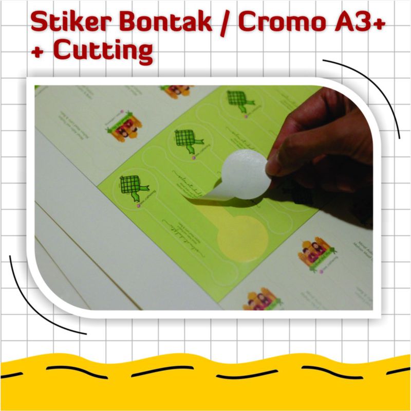 CETAK STIKER BONTAK A3+ CUTTING BENTUK - BENTUK KECIL