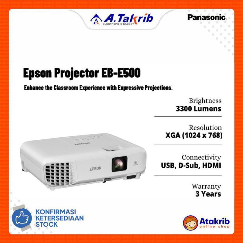 PROYEKTOR MERK EPSON, TYPE EB E500