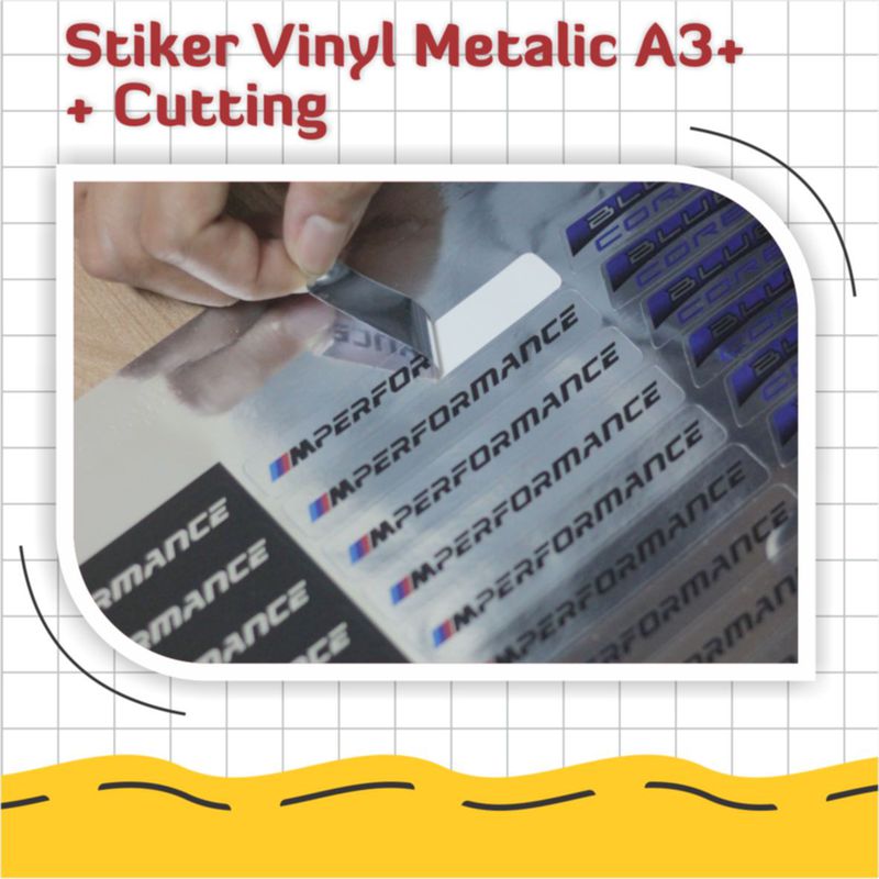 CETAK STIKER VINYL METALIC A3+ CUTTING BENTUK - Bentuk Kecil