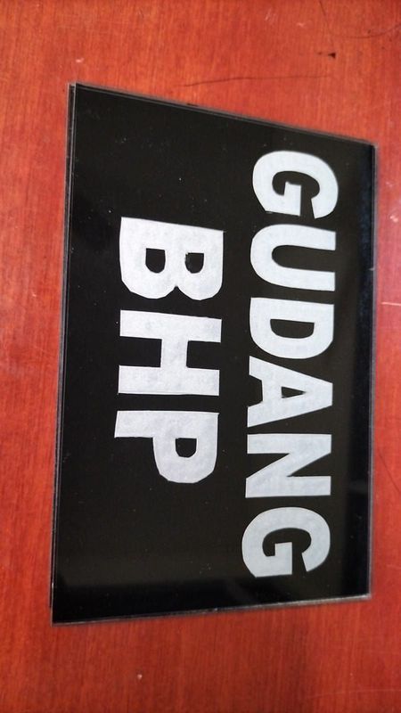 Cetak Papan Acrilic Penanda Gudang BHP 15 x 10 cm