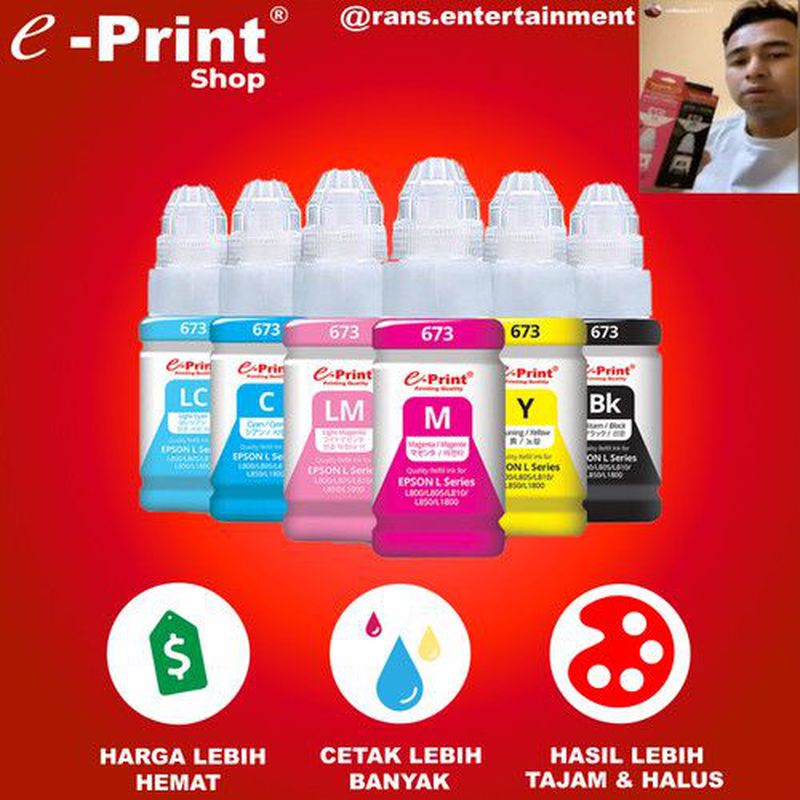 Tinta Refill Eprint For Printer Epson T673 Series ( Black, cyan ...