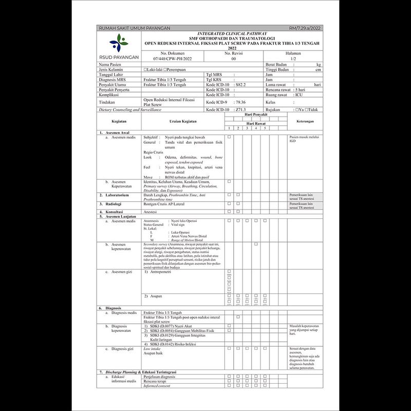RM/7.29a/2020 Integrated Clinical Pathway Smf Orthopaedi dan ...