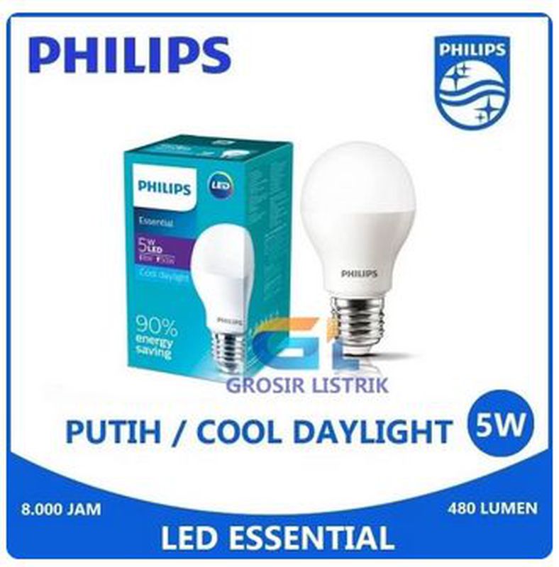 Lampu Philips LED Essential 5W Putih Cool Daylight (5 Watt W)