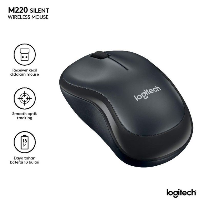 Mouse Logitech M220 Wireless Silent Click – Black