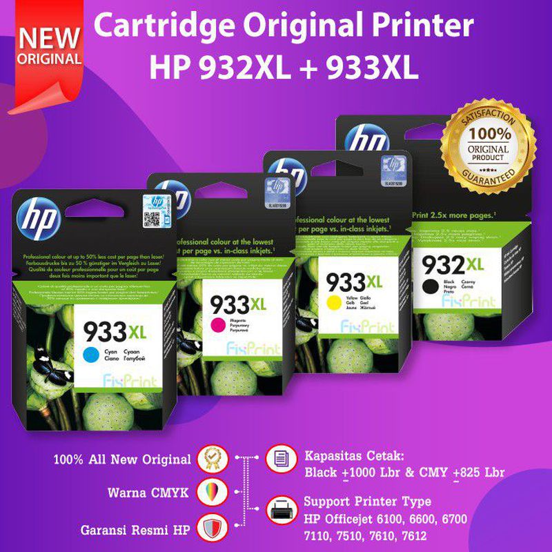 Hewlett-Packard Cartridge Printer InkJet 932XL Black dan 933XL CMY ...