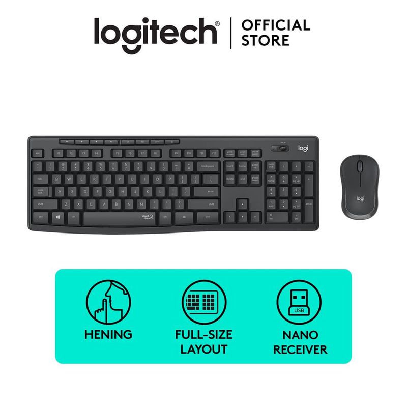 Logitech MK295 Combo Keyboard dan Mouse Wireless Silent MultimediaKeys