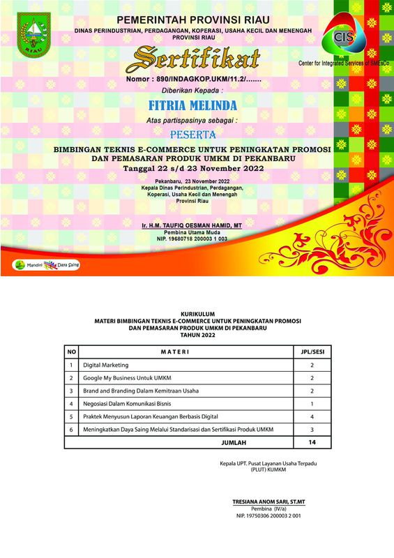 Cetak Sertifikat/ Piagam