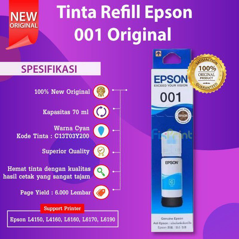TINTA PRINTER EPSON 001 CYAN